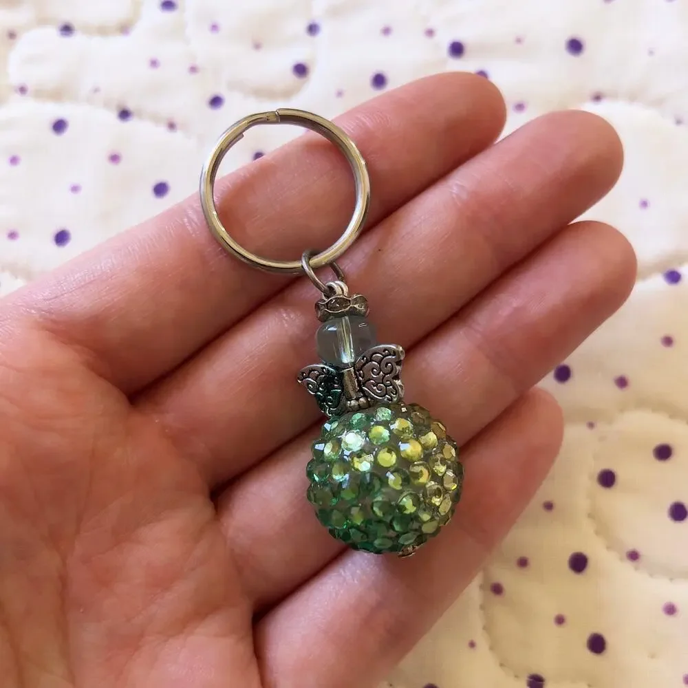 Unbranded | Accessories | Green Angel Disco Ball Keychain Handmade Key ...